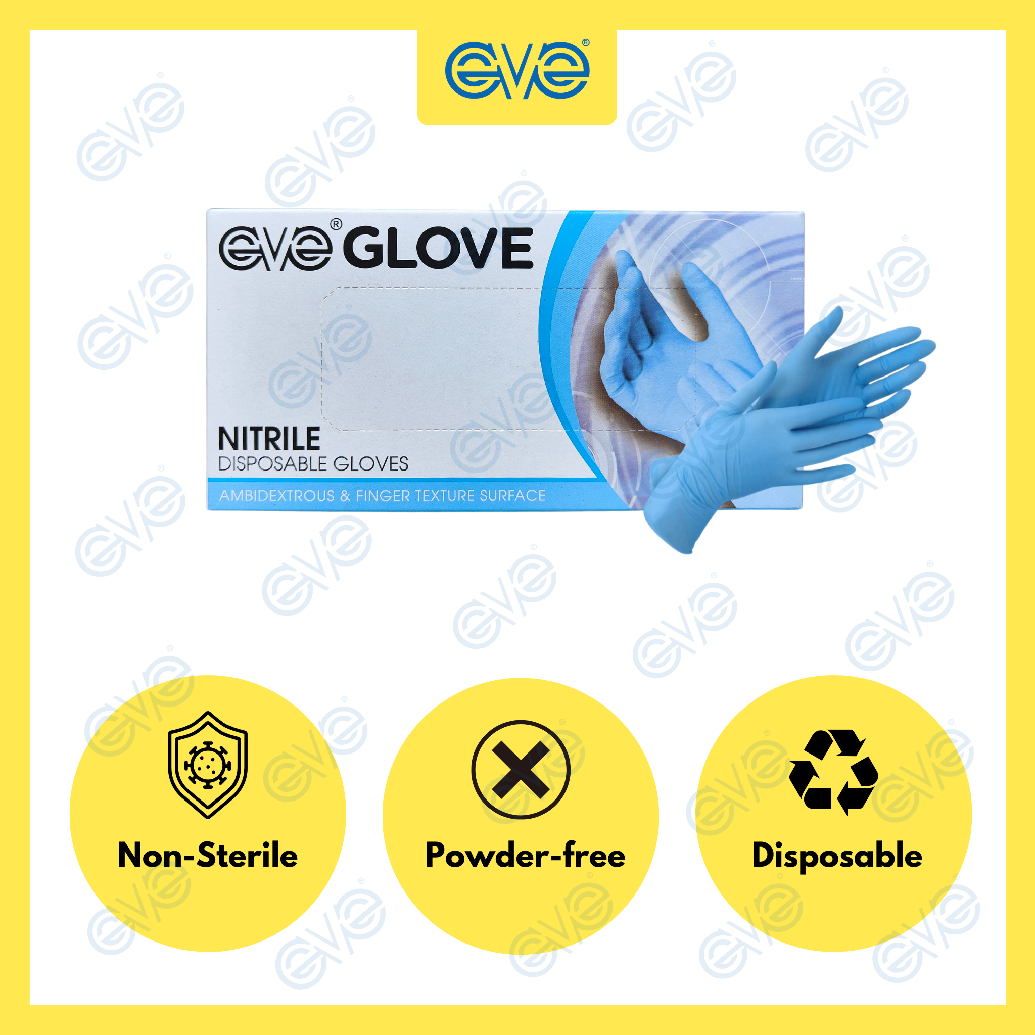 Eve Marketing - Nitrile Glove Non Powdered (Blue)